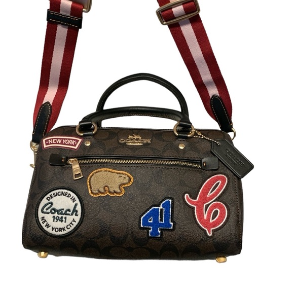 Coach | Bags | Coach Rowan Satchel In Signature Canvas With Ski Patches ...